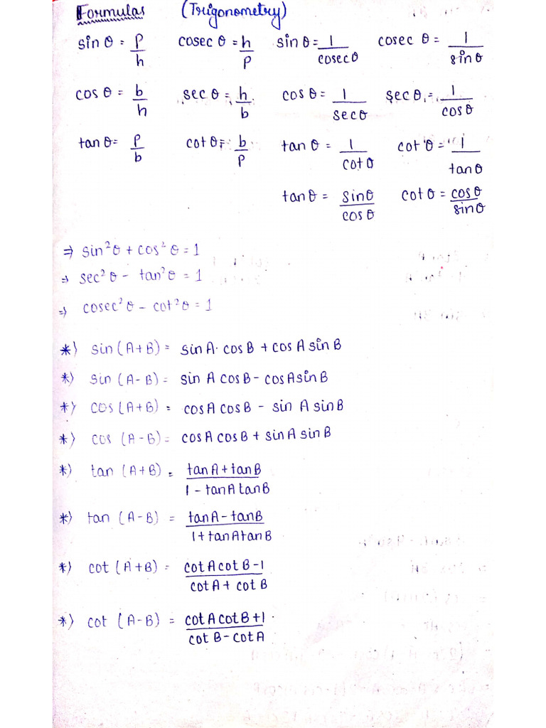 Trigonometry Formulas | PDF