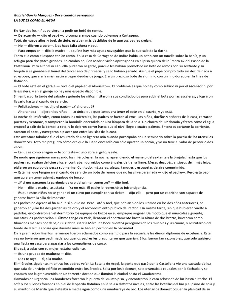 La luz como el agua en García Márquez | PDF