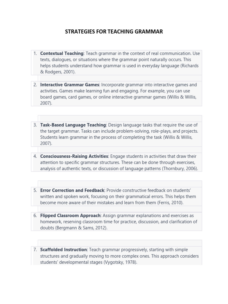 Effective Strategies for Teaching Grammar | PDF | Second Language ...