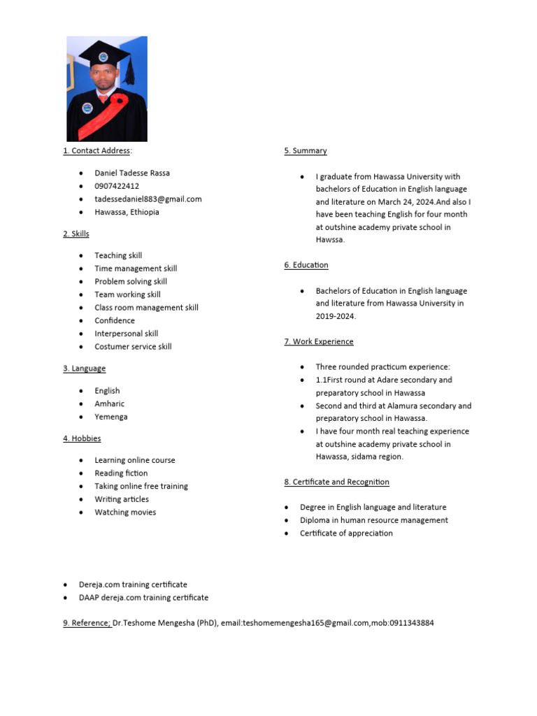 Adis Daniel Resume | PDF