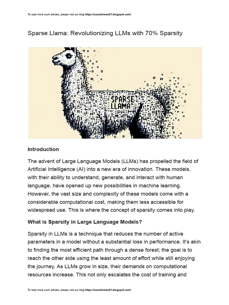 Sparse Llama: Revolutionizing LLMs With 70% Sparsity | PDF | Computing ...
