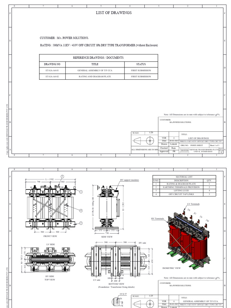 Ga Drawing Dry | Download Free PDF | Transformer | Electrical Equipment