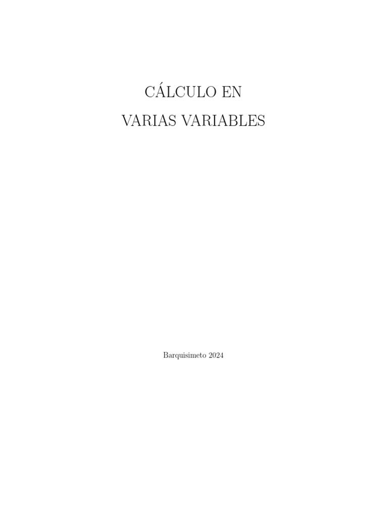 Cálculo de Varias Variables | PDF | Función (Matemáticas) | Sistema de ...