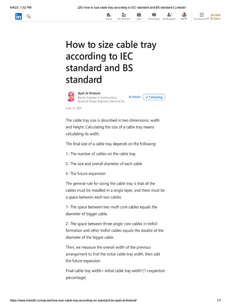 Cable Tray Calculation | PDF