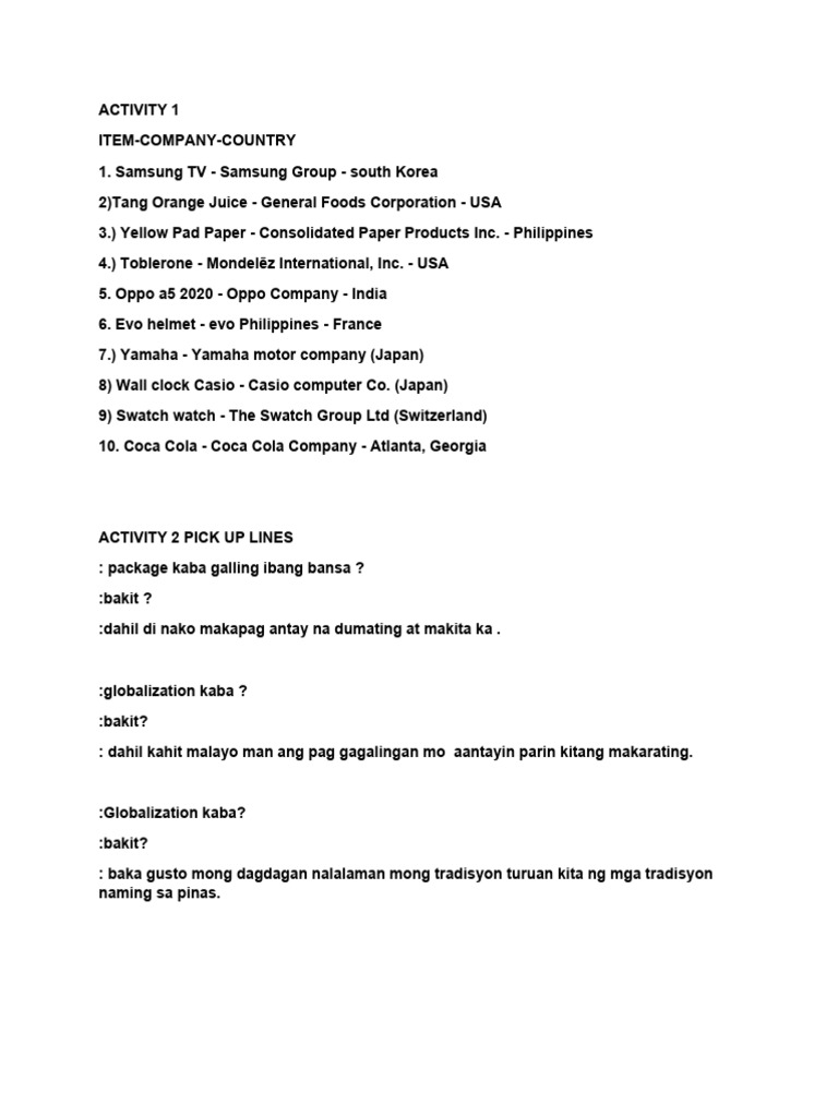 Activities .Cabilangan | PDF | Travel