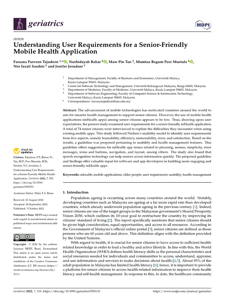 Understanding User Requirements For A Senior-Friendly | PDF | Usability ...