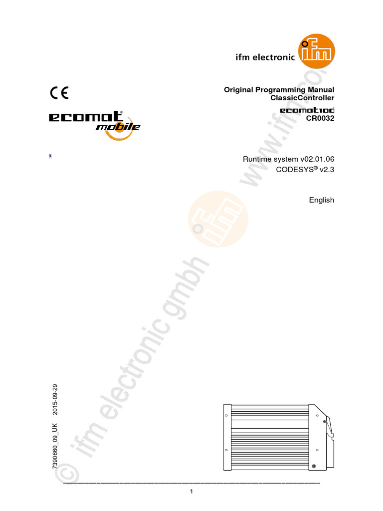 Original Programming Manual Classiccontroller Cr0032: Runtime System V02.01.06 Codesys V2.3 ...