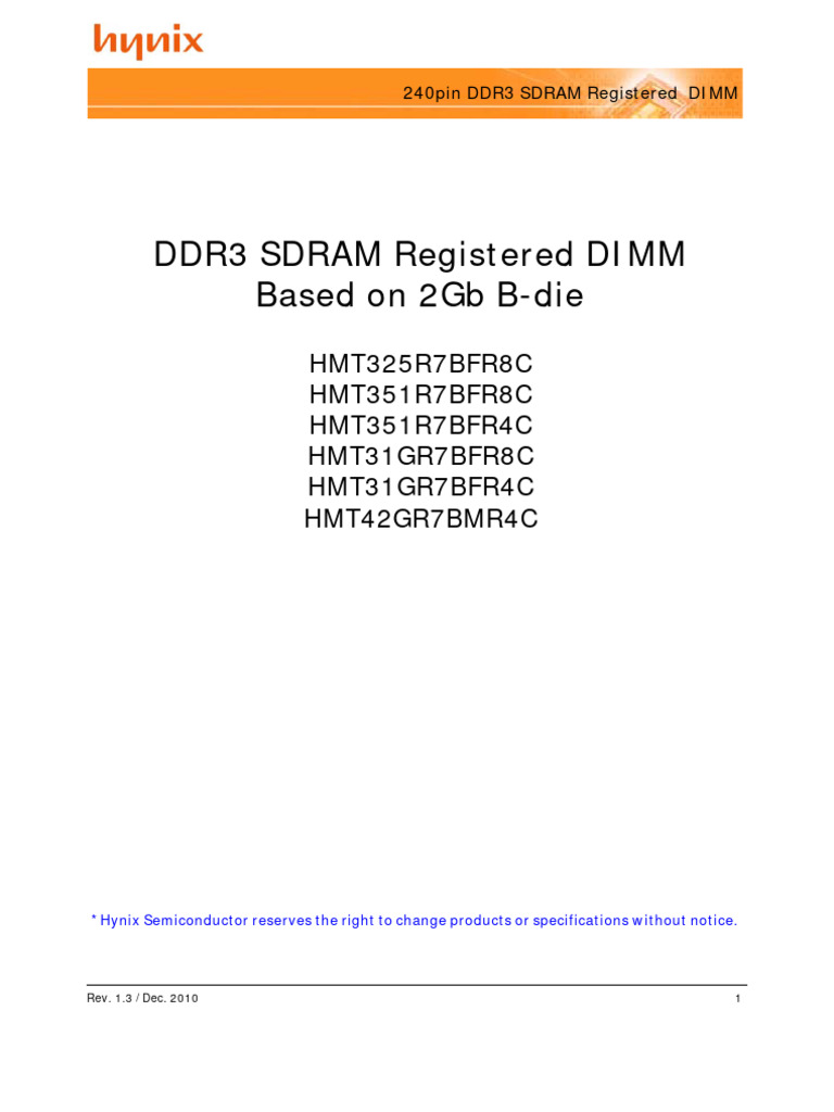 DDR3 HynixX | PDF | Computing | Computer Architecture