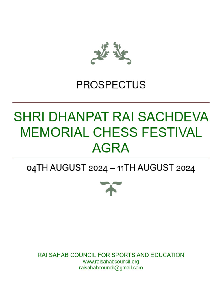 Below 1800 Shri Dhanpat Rai Sachdeva Memorial Prospectus | PDF | Chess