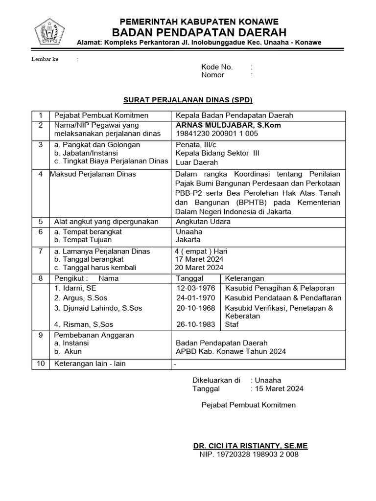 Format SPPD 2024 Baru | PDF
