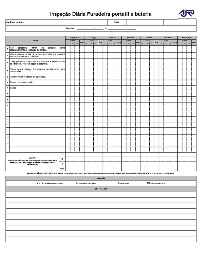 Check List - Furadeira A Bateria | PDF