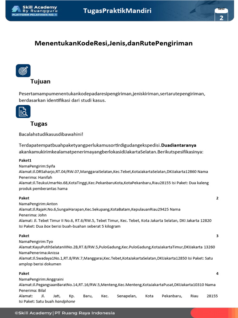 Panduan Sortir & Pengiriman Paket | PDF