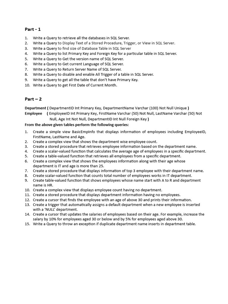 DBMS Queries For 6th Sem | PDF | Sql | Microsoft Sql Server