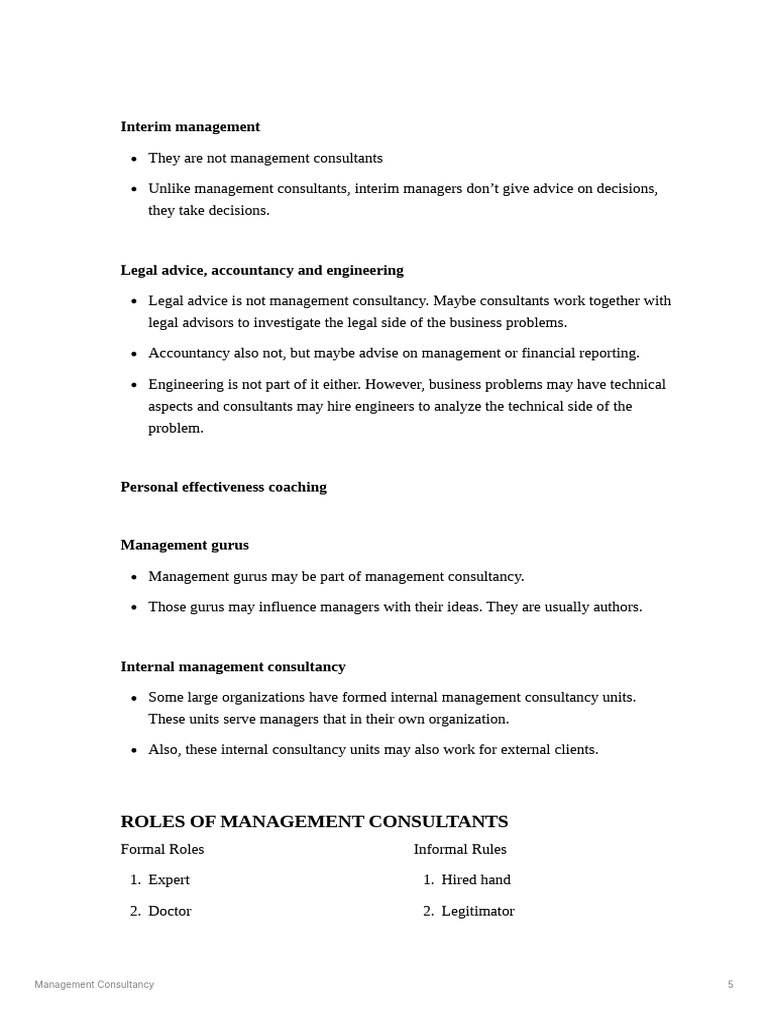Understanding Management Consultancy Roles | PDF | Consultant | Expert