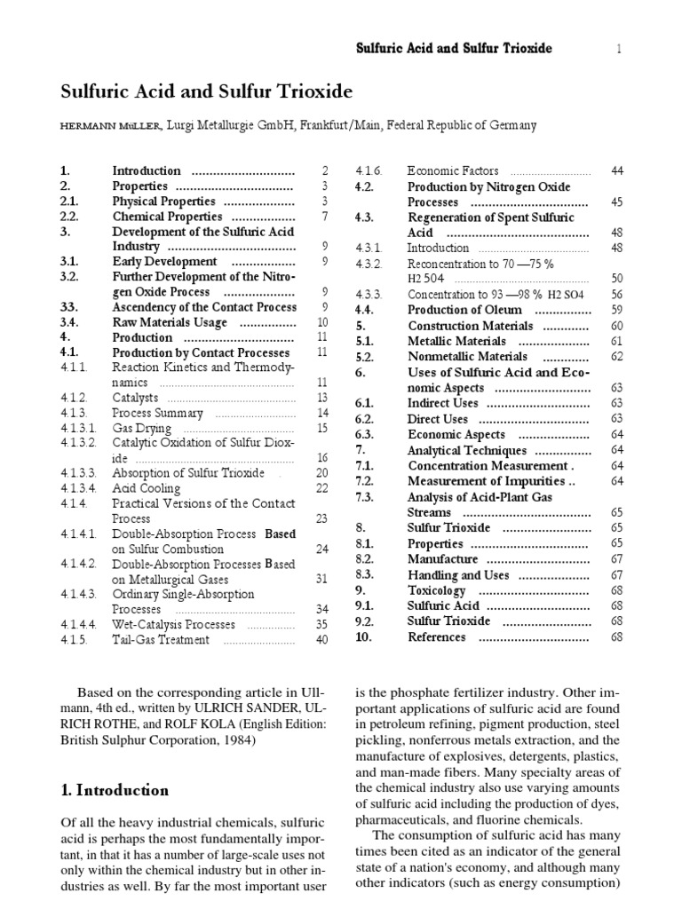 Ullmann's Enc. of Industrial Chemistry | PDF | Sulfuric Acid | Catalysis