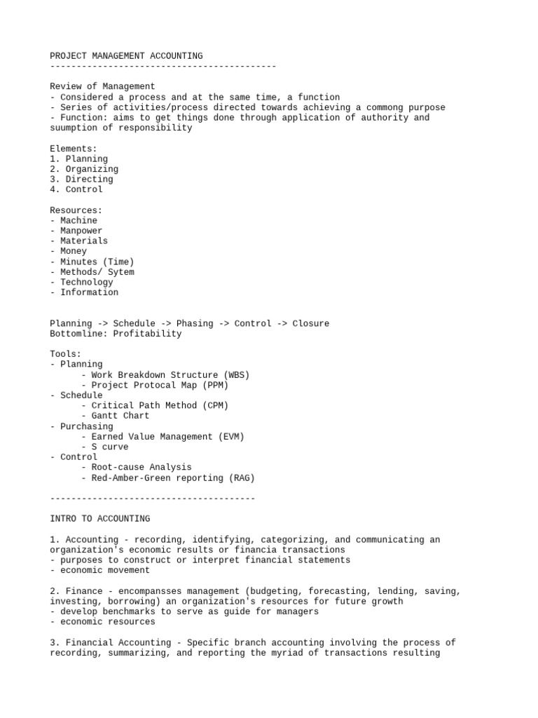 Project Management Accounting Overview | PDF | Expense | Equity (Finance)