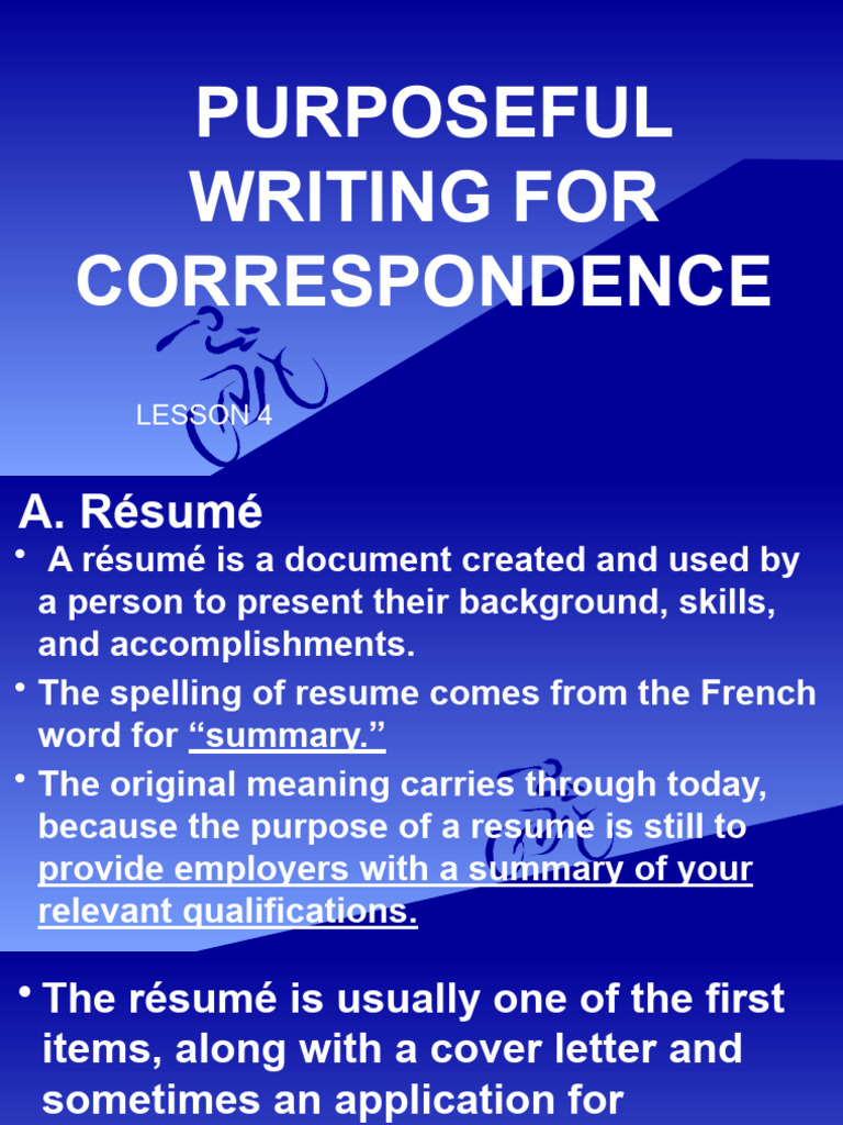 Rws Lesson 4 Pwfcorrespondence | PDF | Résumé