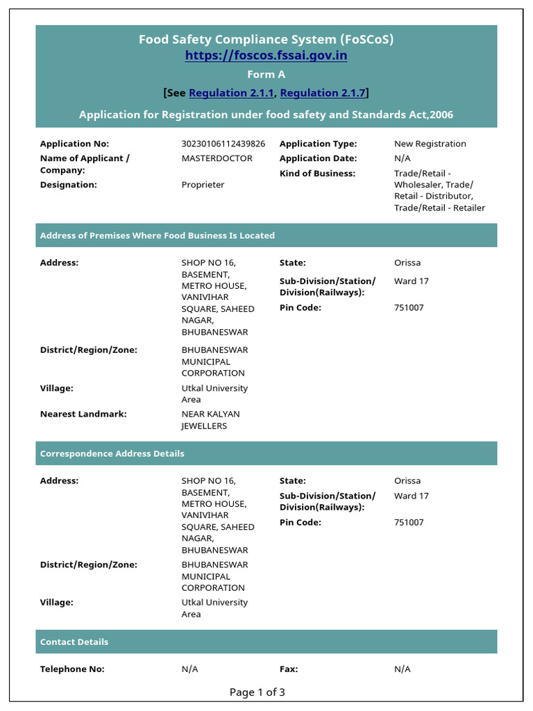 Application FSSAI | PDF | Foods | Legume