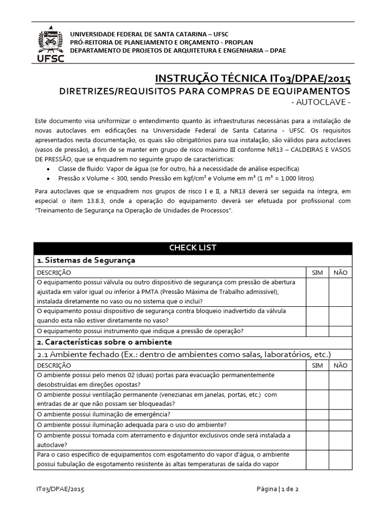 Check_list_autoclaves | PDF