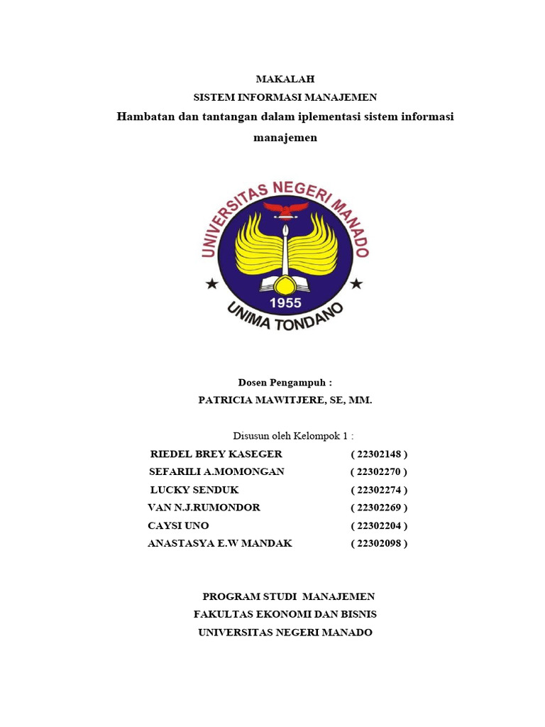 SIM Projek Perguruan Tinggi Unima Kelompok 2 | PDF | Bisnis | Komputer