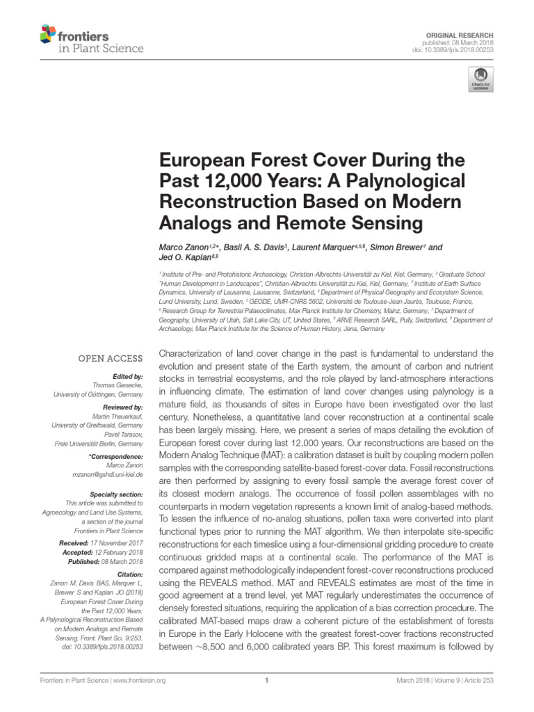 European Forest Cover During The Past 12000 Years | PDF | Cross ...
