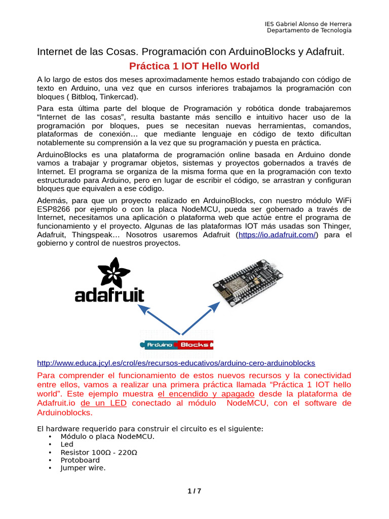 1 Hello World y Explicacion General 2122 | PDF | Internet de las Cosas ...