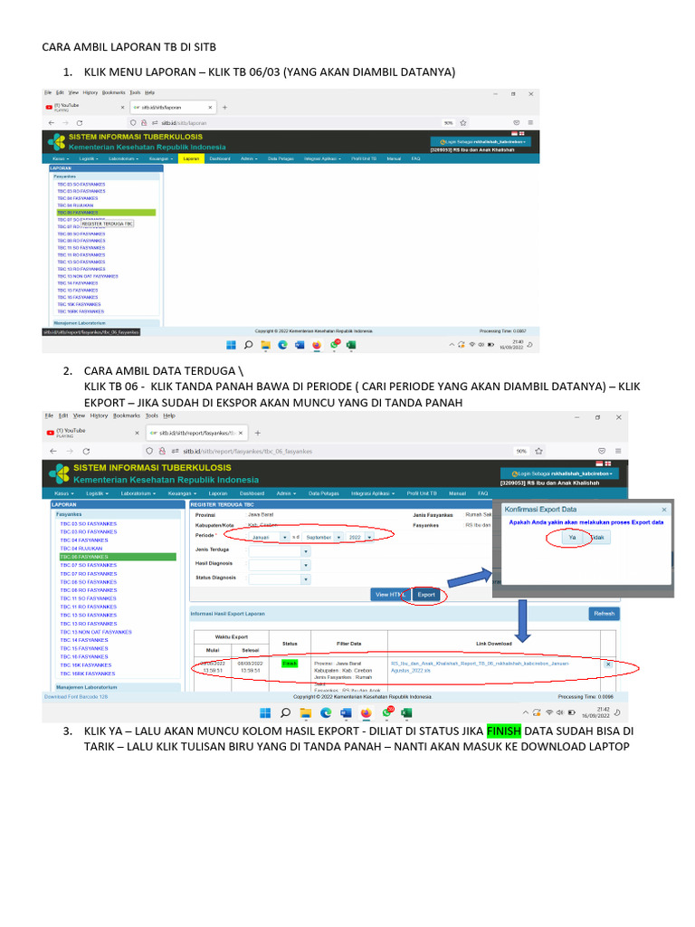 Cara Ambil Laporan TB Di Sitb | PDF