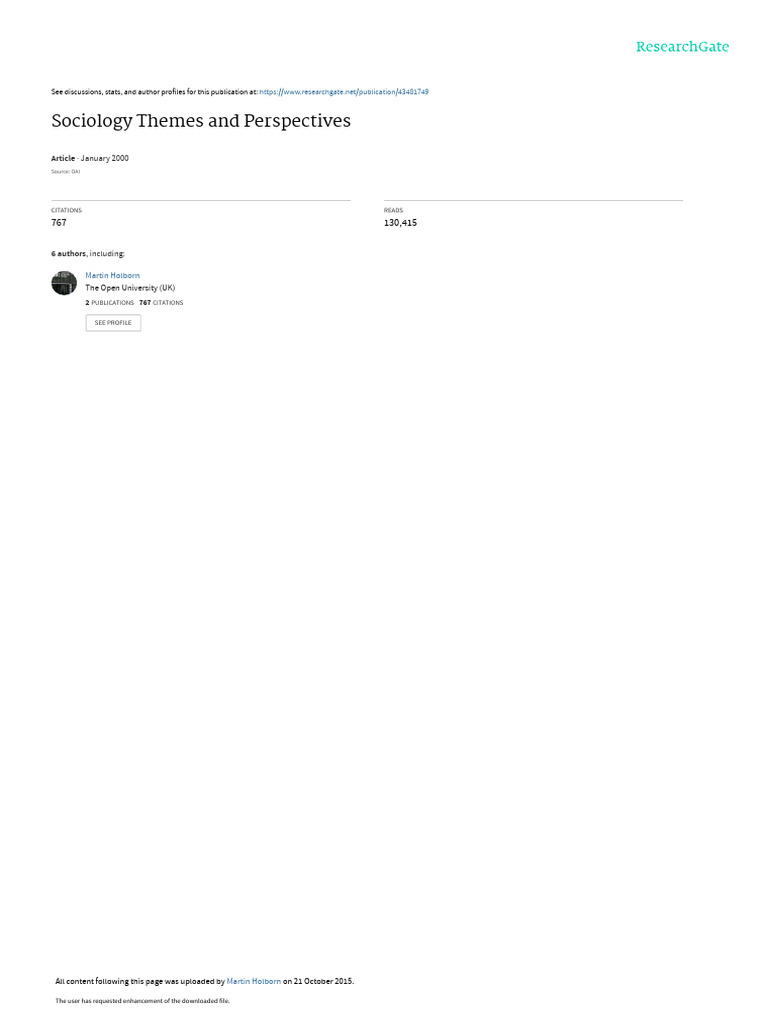 Sociology Themes and Perspectives | PDF | Deviance (Sociology) | Sociology