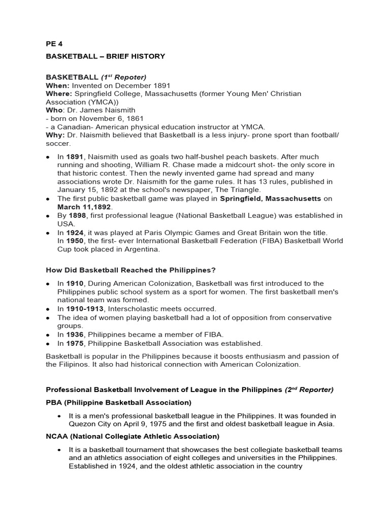 History and Evolution of Basketball | PDF | Ball Games | Team Sports