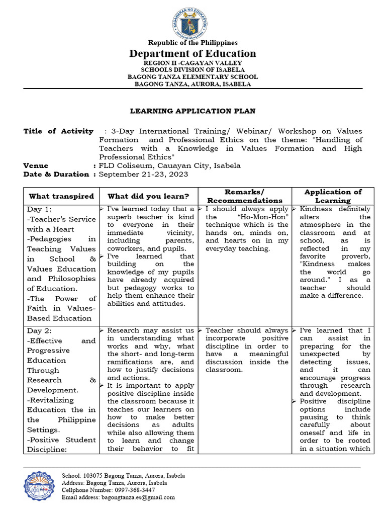 3 Day International Training Webinar Workshop On Values Formation and ...