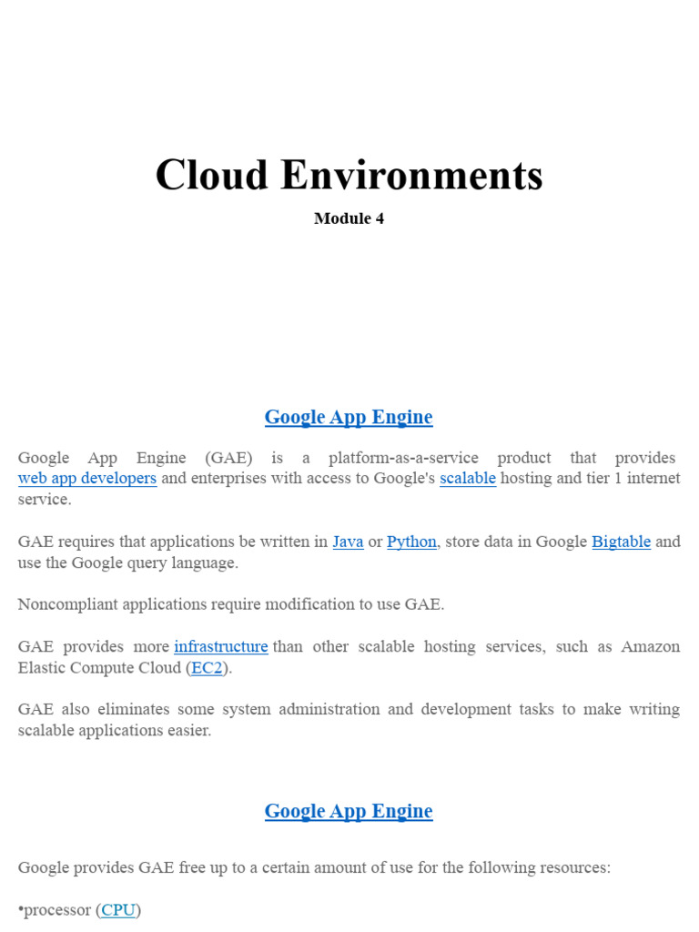Google App Engine Overview and Features | PDF | Cloud Computing ...