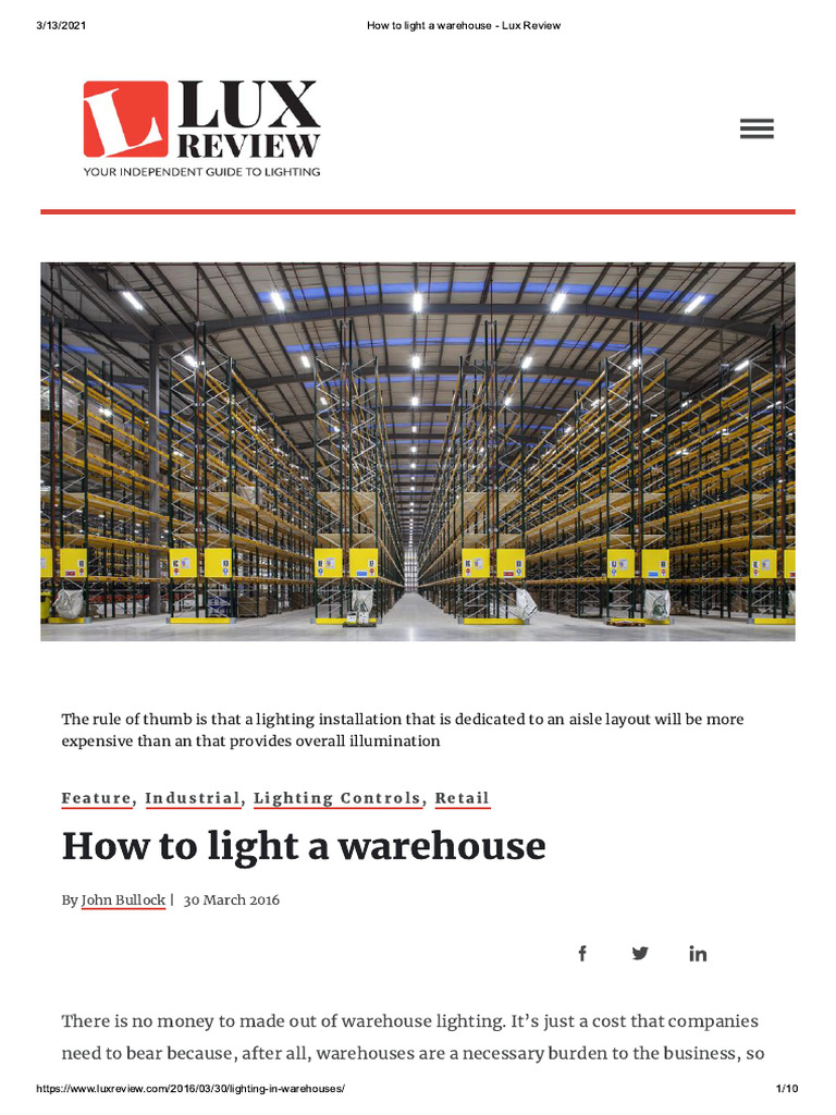 How To Light A Warehouse - Lux Review | PDF