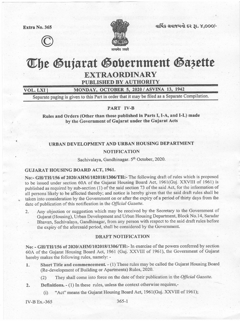 The Gujarat Housing Board Redevelopment of Building or Apartment Rules ...