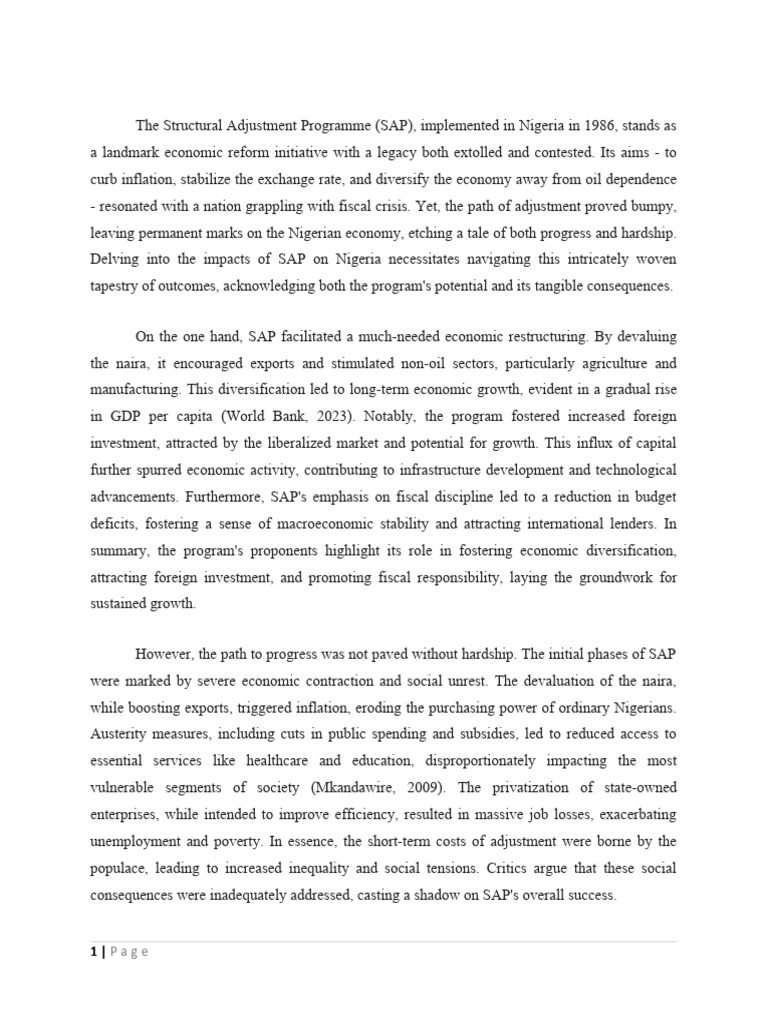 Structural Adjustment Programme | PDF | Economic Growth | Fiscal Policy