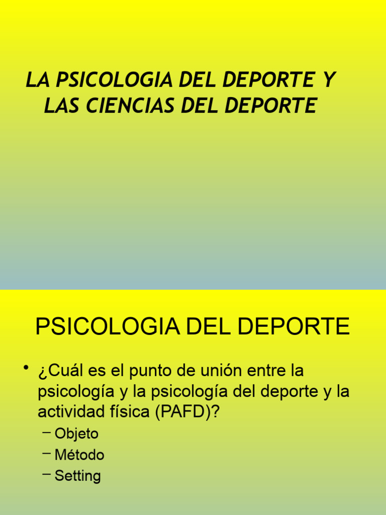 Clase 4. - Psicologia y Ciencias Del Deporte | PDF | Sicología | Mente
