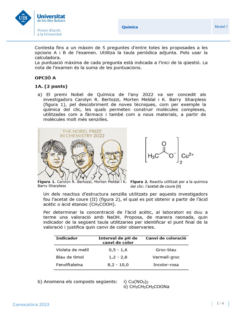 Enunciat-QUIMICA-JUNY-2023 2 | PDF