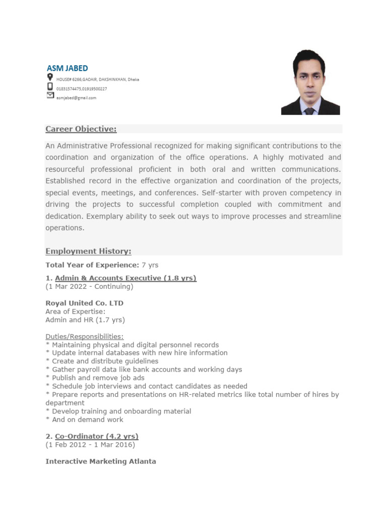 Asm Jabed Resume | PDF | Business