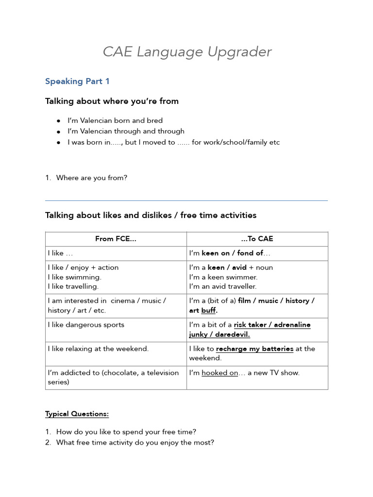 CAE Language Upgrade | PDF