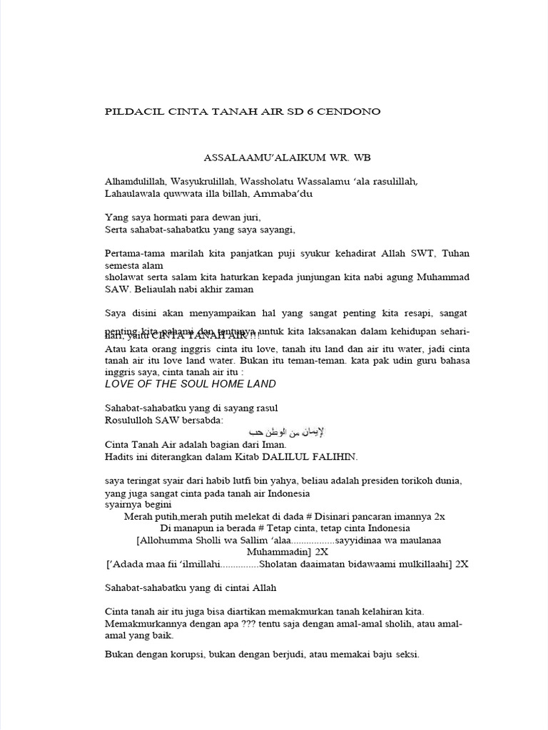 PDF Pildacil Cinta Tanah Air SD 6 Cendono | PDF
