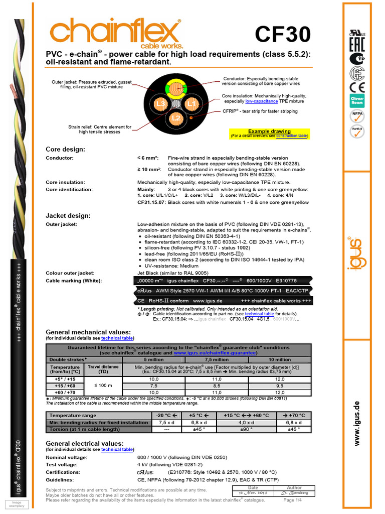 Chainflex® CF30 Motor Cable PVC | Download Free PDF | Wire | Electromagnetism