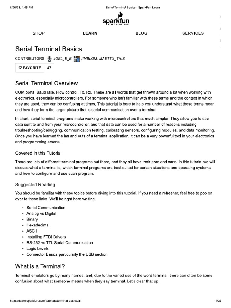 Serial Terminal Basics | PDF