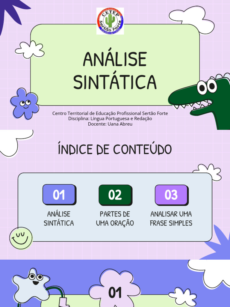 Análise Sintática - Termos Essenciais, Integrantes e Acessórios. | PDF ...