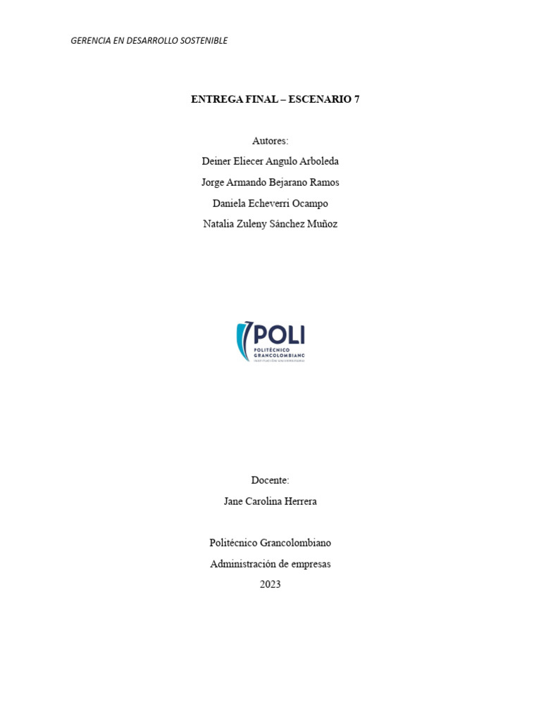 ENTREGA FINAL ESCENARIO 7 Vf. | PDF | Residuos | Desarrollo sostenible