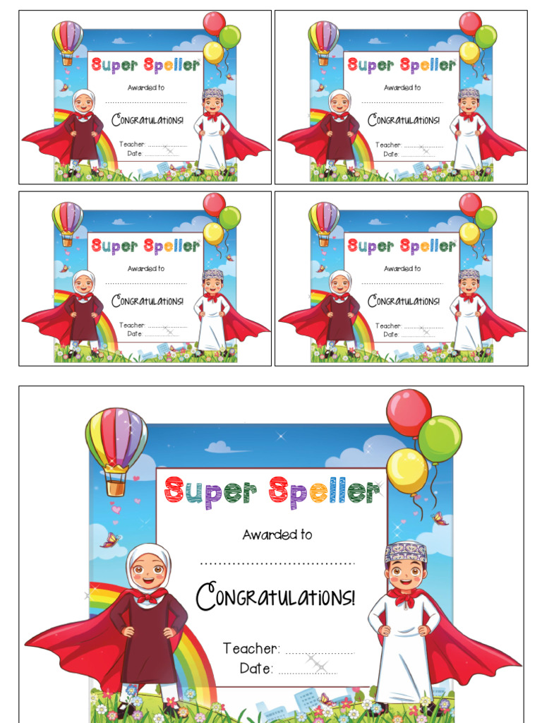 Super Speller Award Certificate | PDF