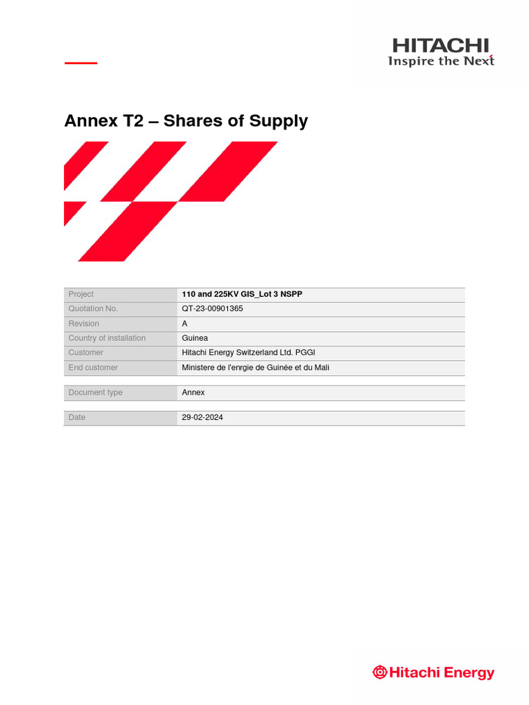 Annex T2 - QT-23-00901365 - A - Shares of Supply | PDF | Electrical Connector | High Voltage