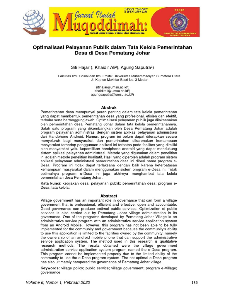 Optimalisasi Pelayanan Publik Dalam Tata | PDF