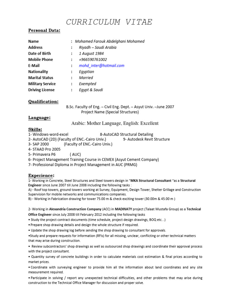 CV MohammeD FarouK Final | PDF | Business | Technology & Engineering