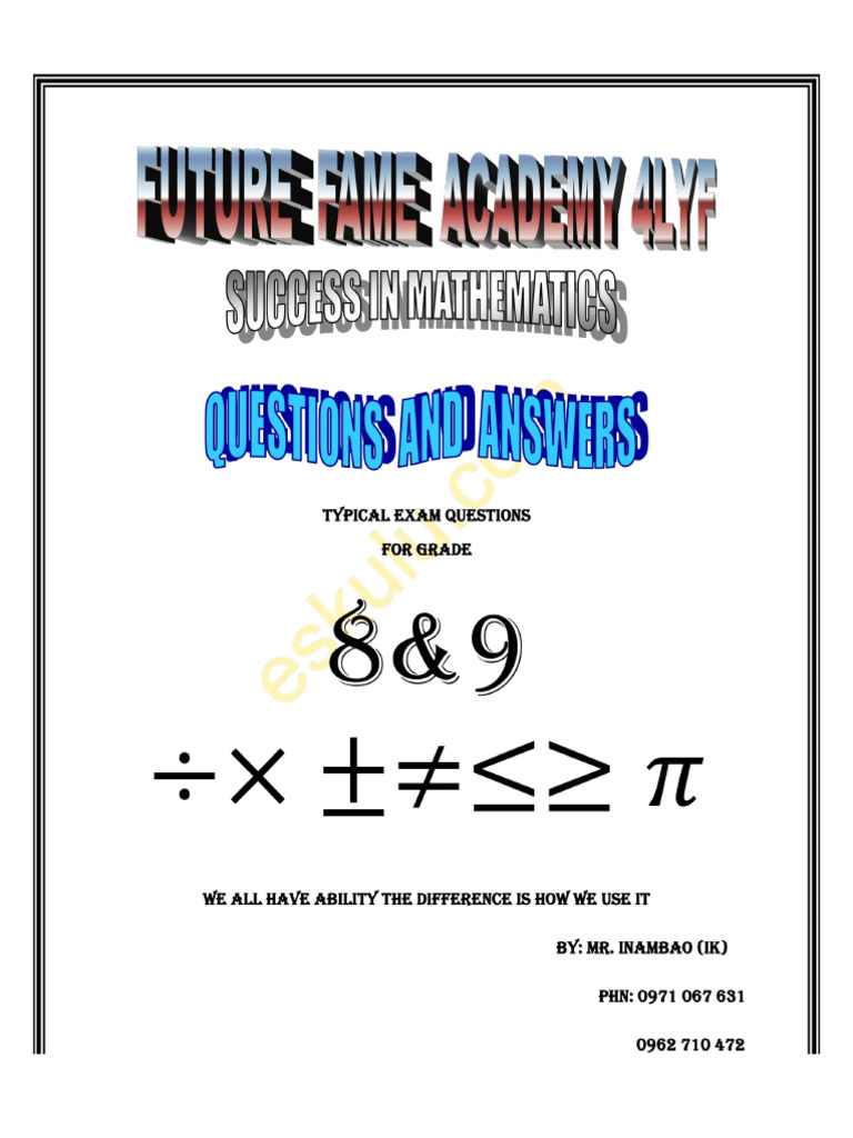 Grade 8 and 9 Mathematics - Questions and Answers | PDF | Significant ...