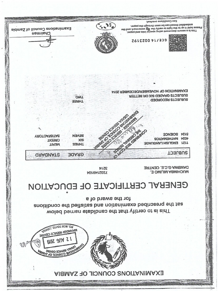 Grade 12 Certificate 2 | PDF