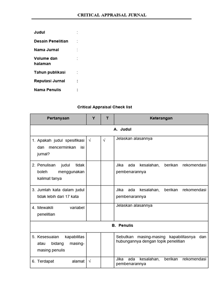 Form Critical Appraisal | PDF